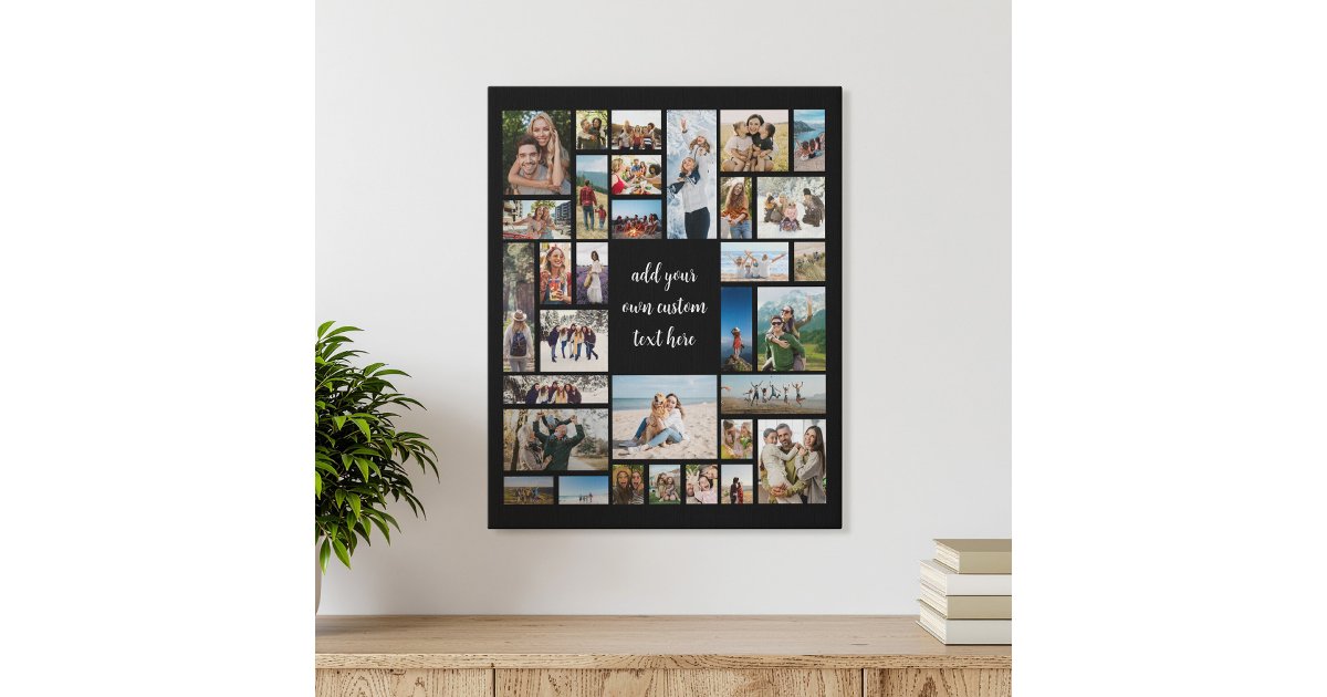 Custom 32 Photo Collage Faux Canvas Print | Zazzle