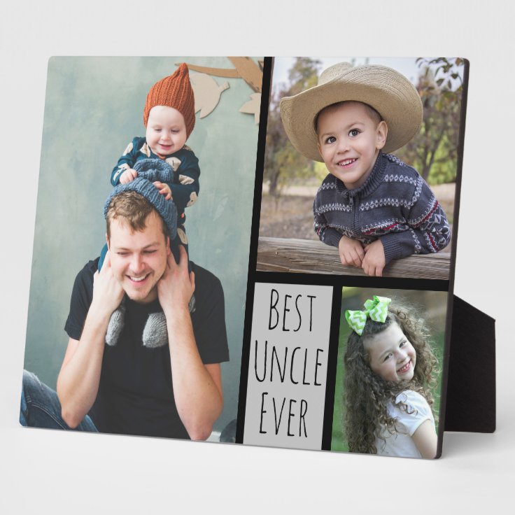 Custom 3 Photo Collage Best Uncle Ever Plaque | Zazzle