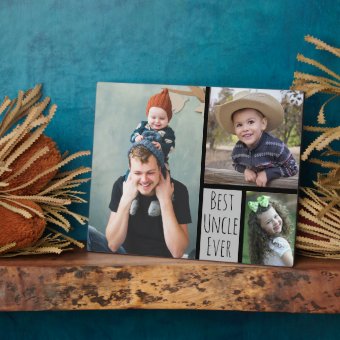 Custom 3 Photo Collage Best Uncle Ever Plaque | Zazzle