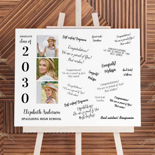 Custom 3 Photo Collage Graduation Guest Signature Foam Board | Zazzle