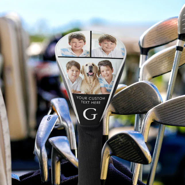 Custom 3 Photo Collage Monogrammed Golf Head Cover | Zazzle