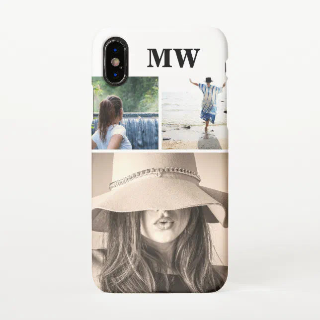 Custom 3 photo monogrammed initials iPhone case | Zazzle