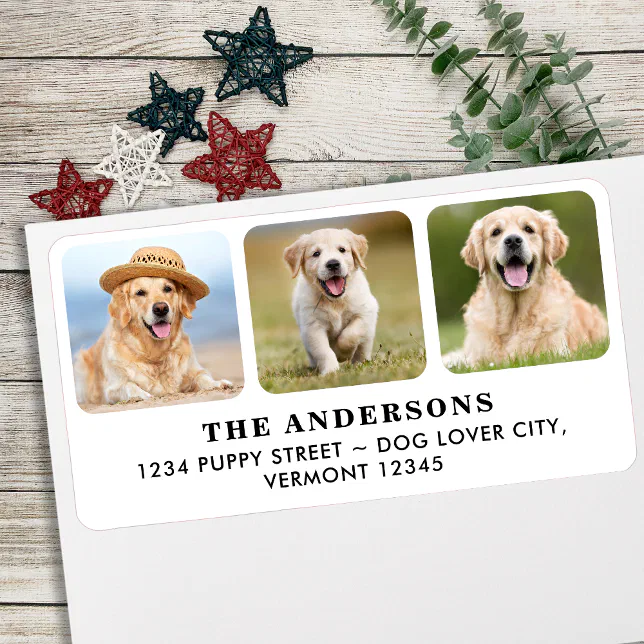Custom 3 Photo Personalized Return Address Label | Zazzle