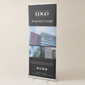 Custom 3 Photos Business Logo & Social Media Text Retractable Banner ...