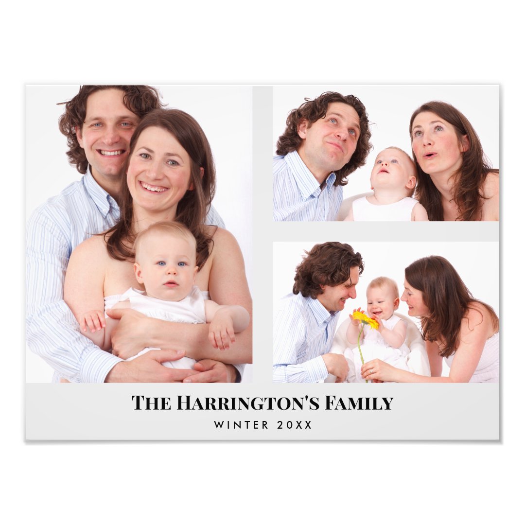 Custom 3 Sections Family Photos Collage Rectangle Photo Print | Zazzle
