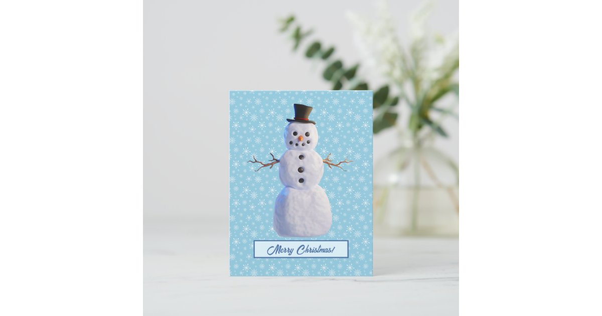 Custom 3D Snowman Christmas Card | Zazzle