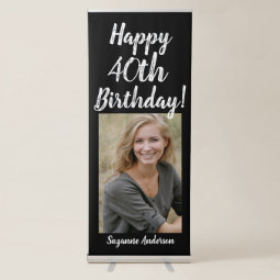 Custom 40th Milestone Birthday Black Banner Sign | Zazzle