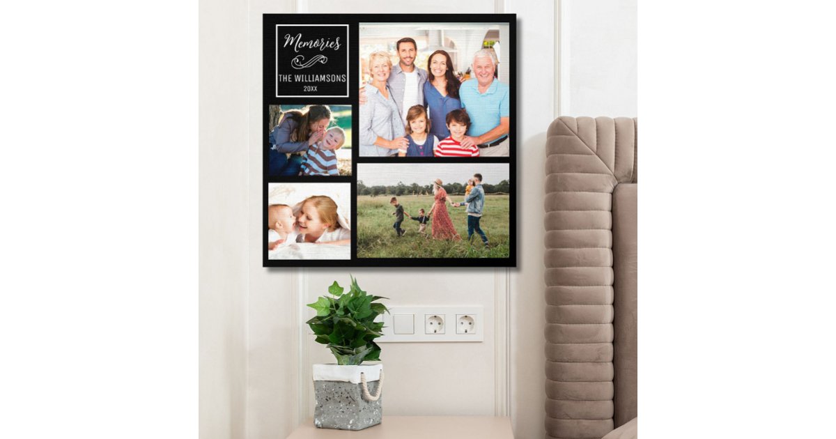 Custom 4 Photo Collage Foam Peel & Stick Foam Core Photo Tile | Zazzle
