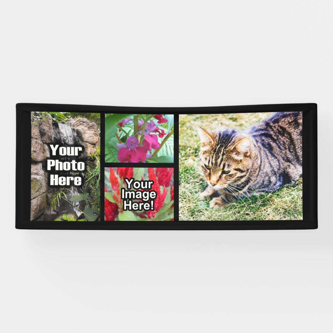 Custom 4 Photo Collage Horizontal Picture Banner | Zazzle