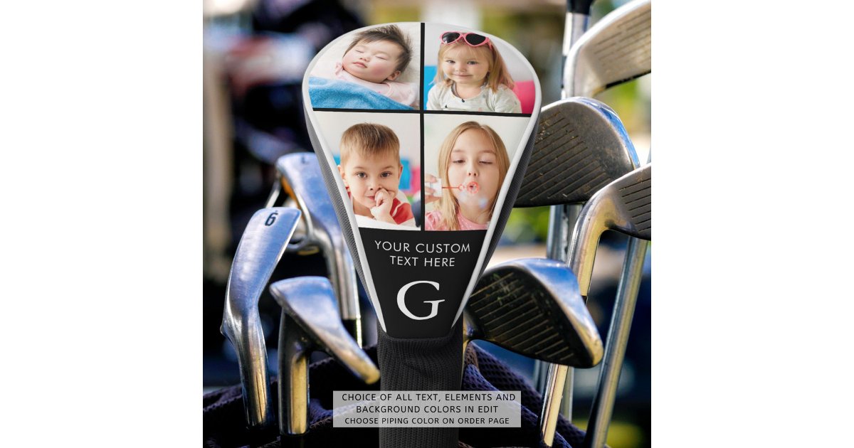 Custom 4 Photo Collage Monogrammed Golf Head Cover | Zazzle