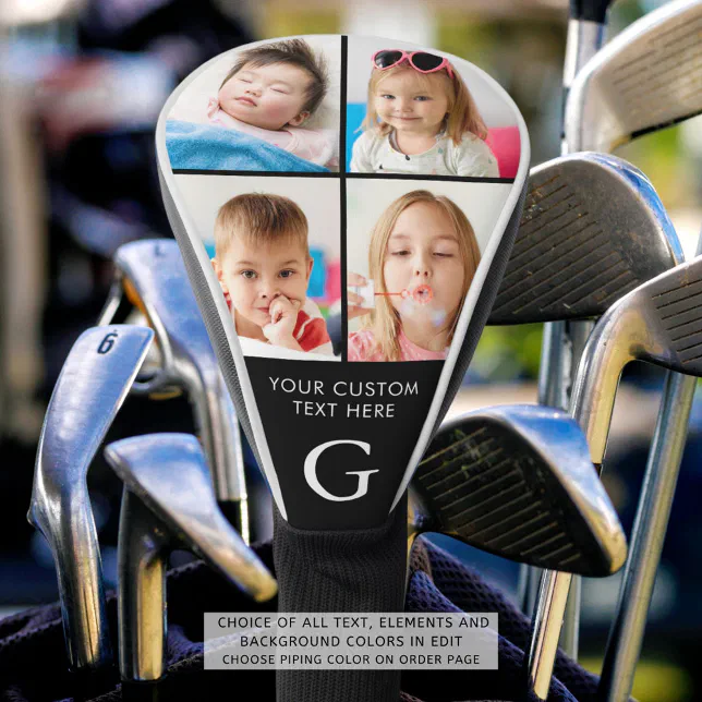 Custom 4 Photo Collage Monogrammed Golf Head Cover | Zazzle