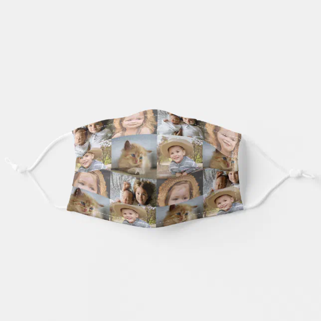 Custom 4 Photo Collage with Easy Templates Adult Cloth Face Mask | Zazzle
