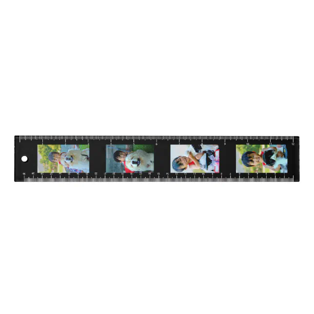 Custom 4 Photo Personalized Color Picture Collage Ruler | Zazzle