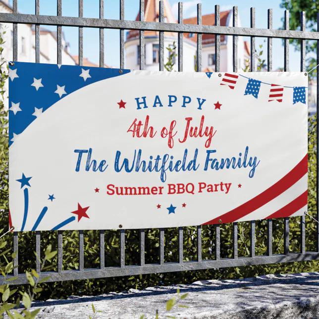 Custom 4th of July Family Summer BBQ Party Banner | Zazzle