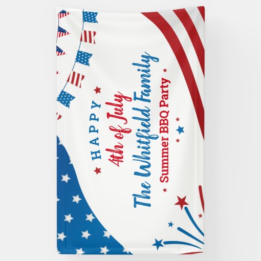Custom 4th of July Family Summer BBQ Party Banner | Zazzle