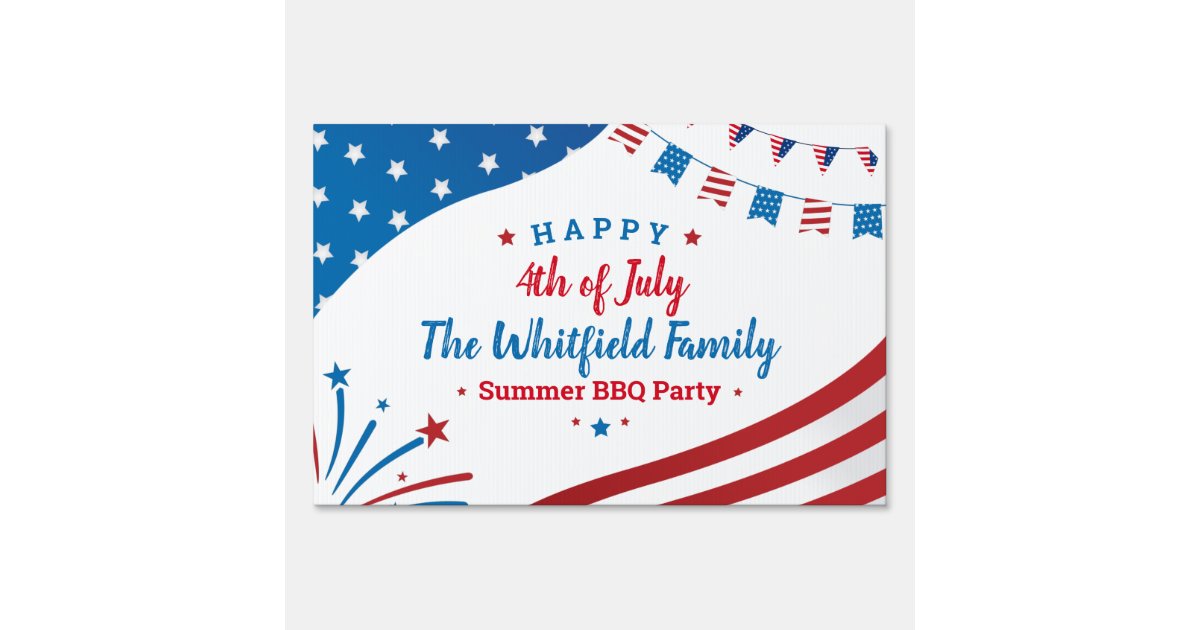 Custom 4th of July Family Summer BBQ Party Sign | Zazzle