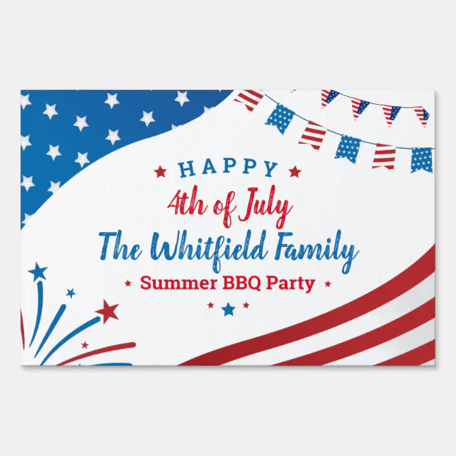Custom 4th of July Family Summer BBQ Party Sign | Zazzle