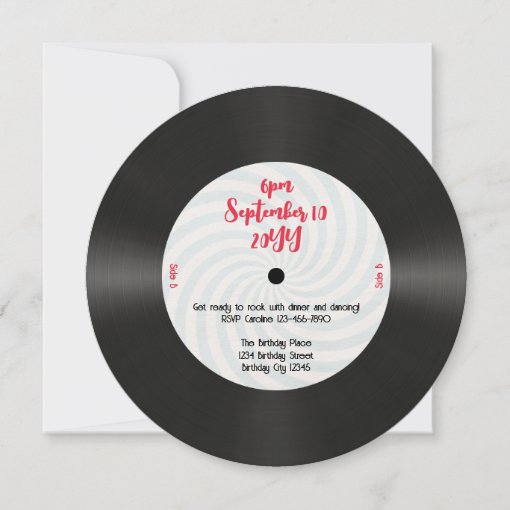 Custom 50th Birthday Retro Music Record Rocking Invitation | Zazzle