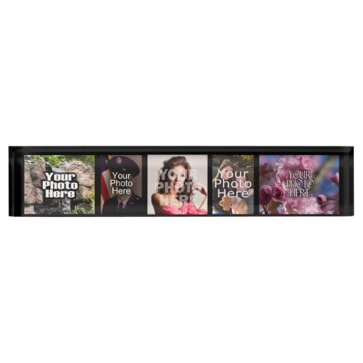 Custom 5 Photo Collage Acrylic Desk Block Nameplate | Zazzle