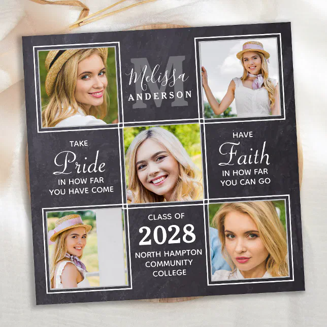 Custom 5 Photo Collage Graduation Invitation | Zazzle