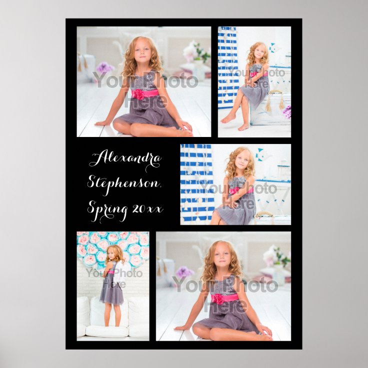 Custom 5 Photo Personalized Collage Print | Zazzle