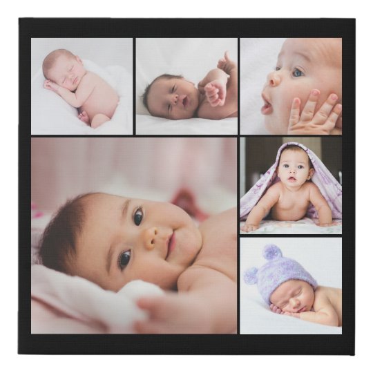 Custom 6 Photo Collage Template Faux Canvas Print | Zazzle.com