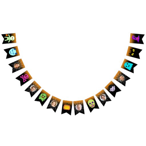 Custom 6 Photo Halloween Party Happy Halloween fun Bunting Flags | Zazzle
