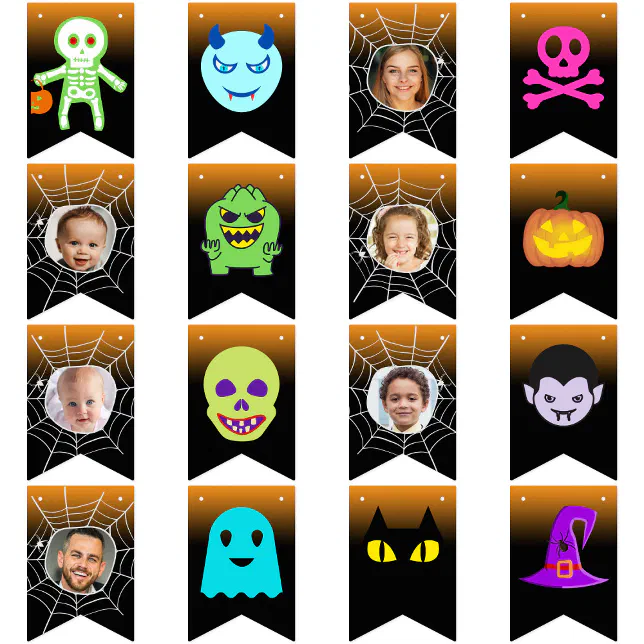 Custom 6 Photo Halloween Party Happy Halloween fun Bunting Flags | Zazzle