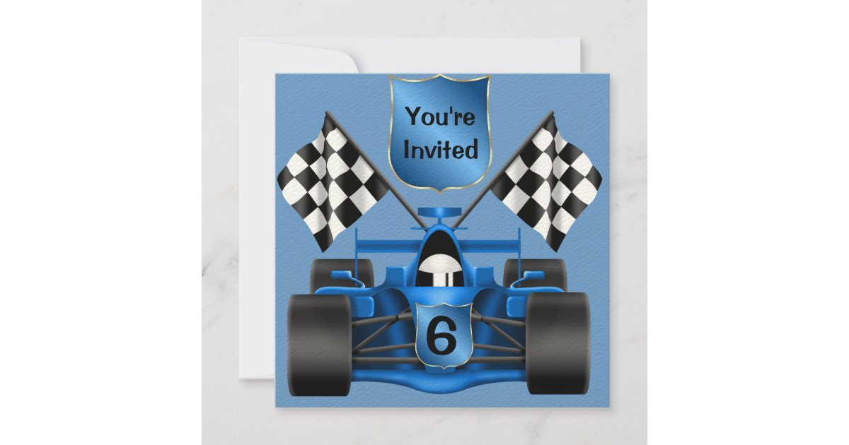 CUSTOM 6th BIRTHDAY Race Car Invitation | Zazzle
