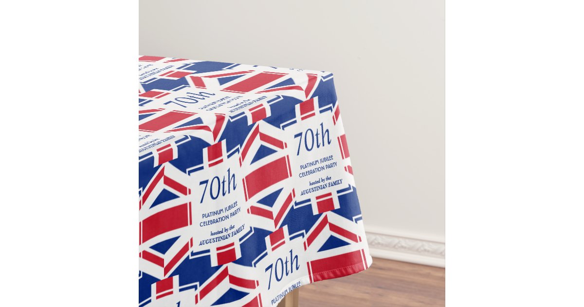 Custom 70th Platinum Jubilee Union Jack Tablecloth | Zazzle
