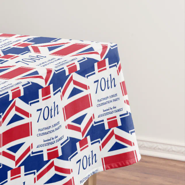 Custom 70th Platinum Jubilee Union Jack Tablecloth | Zazzle