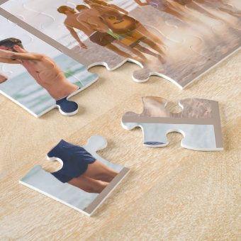 Custom 8 Photo Collage With Cute Script Caption Jigsaw Puzzle | Zazzle