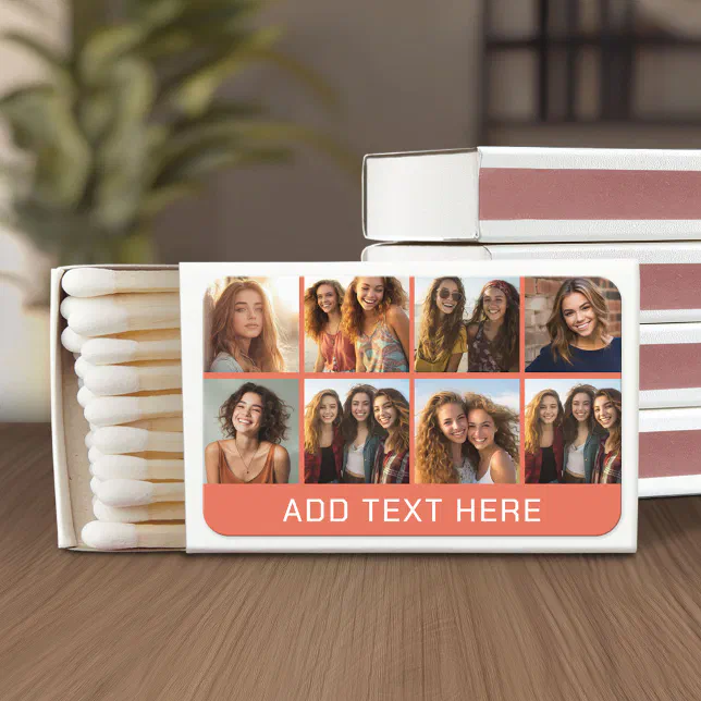 Custom 8 Photo Collage with Square Photos Matchboxes | Zazzle