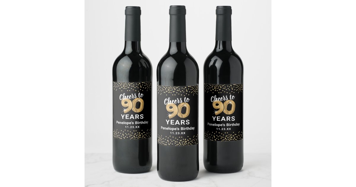 Custom 90th Birthday Wine Label | Zazzle