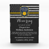 Custom 911 Dispatcher Retirement Thin Gold Line Acrylic Award | Zazzle