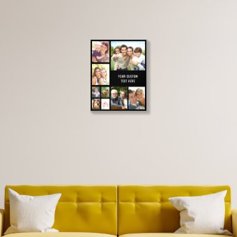 Custom 9 Photo Collage Black Wall Acrylic Photo Tile | Zazzle