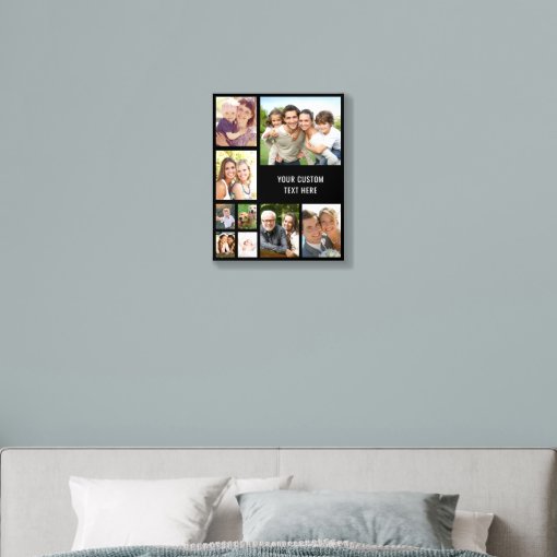 Custom 9 Photo Collage Black Wall Acrylic Photo Tile | Zazzle