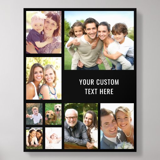 Custom 9 Photo Collage Black Wall Acrylic Photo Tile | Zazzle