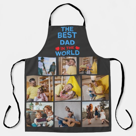 Custom 9 Picture Best Dad In The World Apron | Zazzle.com