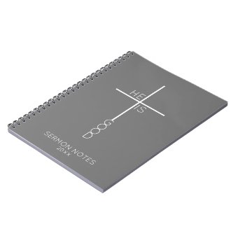 Custom Abstract Cross Minimalist Grey Christian Notebook | Zazzle