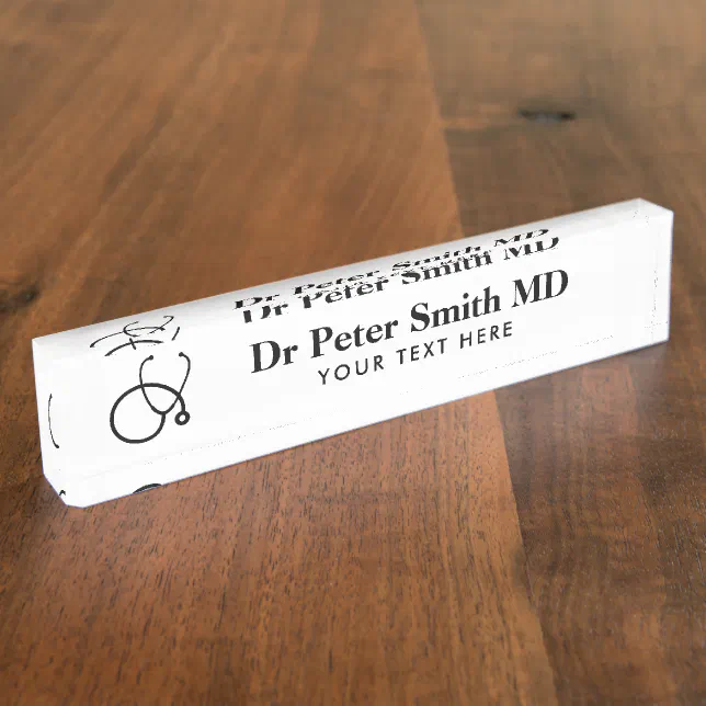Custom acrylic desk name plate for medical doctor | Zazzle