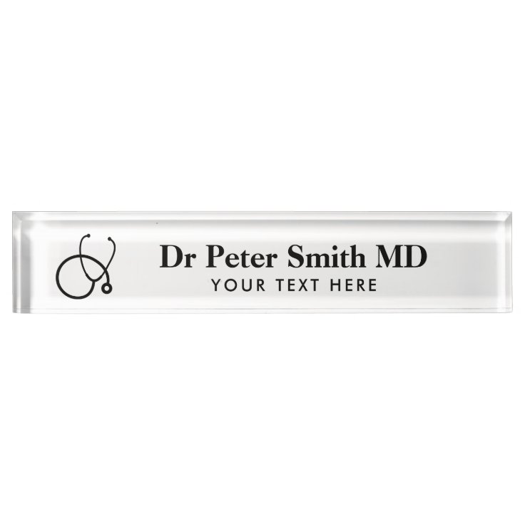 Custom acrylic desk name plate for medical doctor | Zazzle
