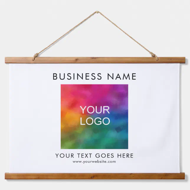 Custom Add Business Company Logo Text Template Hanging Tapestry | Zazzle