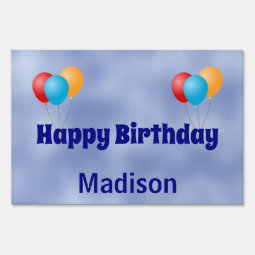 Custom Add Name to Happy Birthday with Balloons Sign | Zazzle