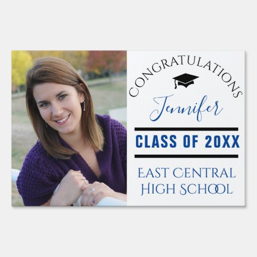 Custom Add Senior Photo Large Graduation Yard Sign | Zazzle