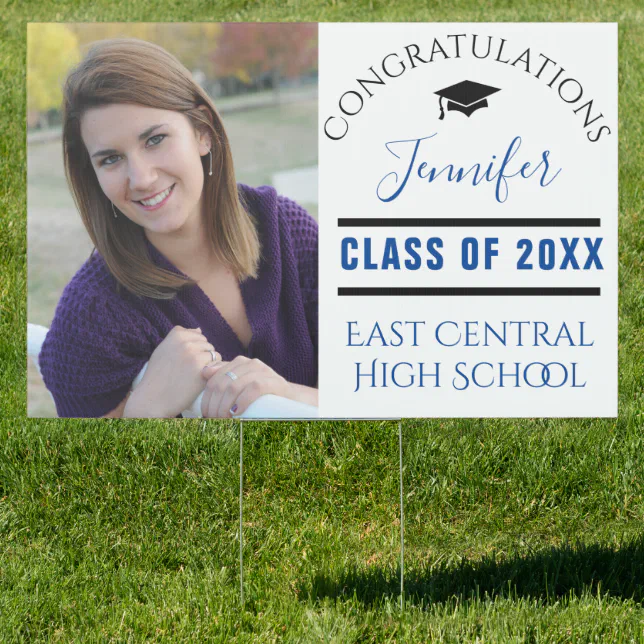 Custom Add Senior Photo Large Graduation Yard Sign | Zazzle