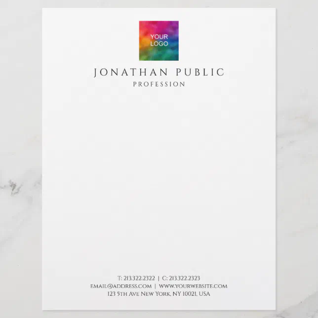 Custom Add Your Company Logo Modern Template Letterhead | Zazzle