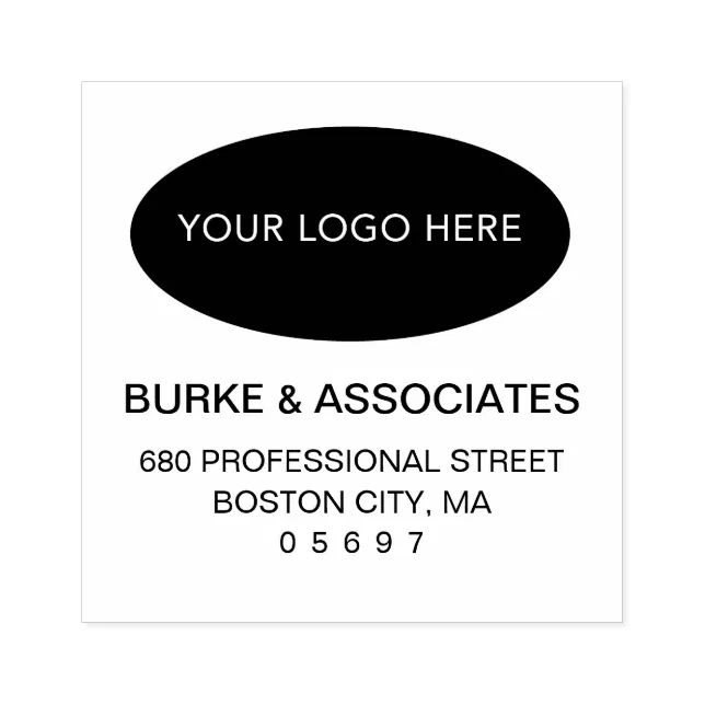 Custom Add Your Logo Address Rubber Stamp | Zazzle