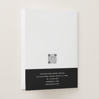 Custom Add Your Logo Business Name QR Code Pocket Folder | Zazzle
