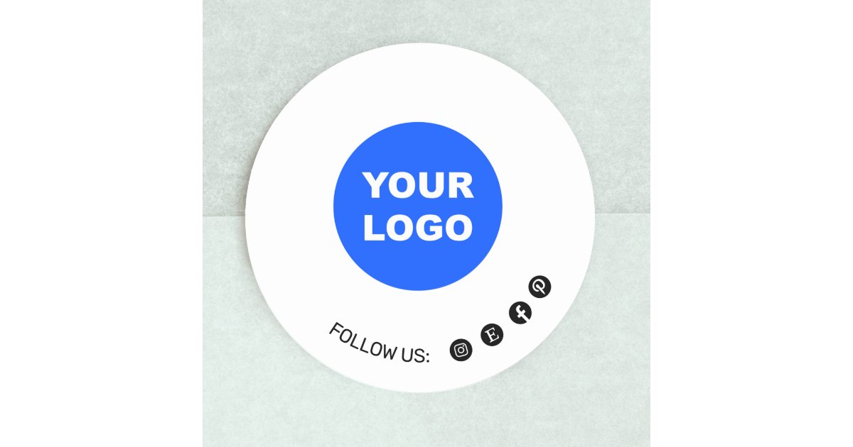 Custom Add Your Logo Plain White Social Media Classic Round Sticker ...